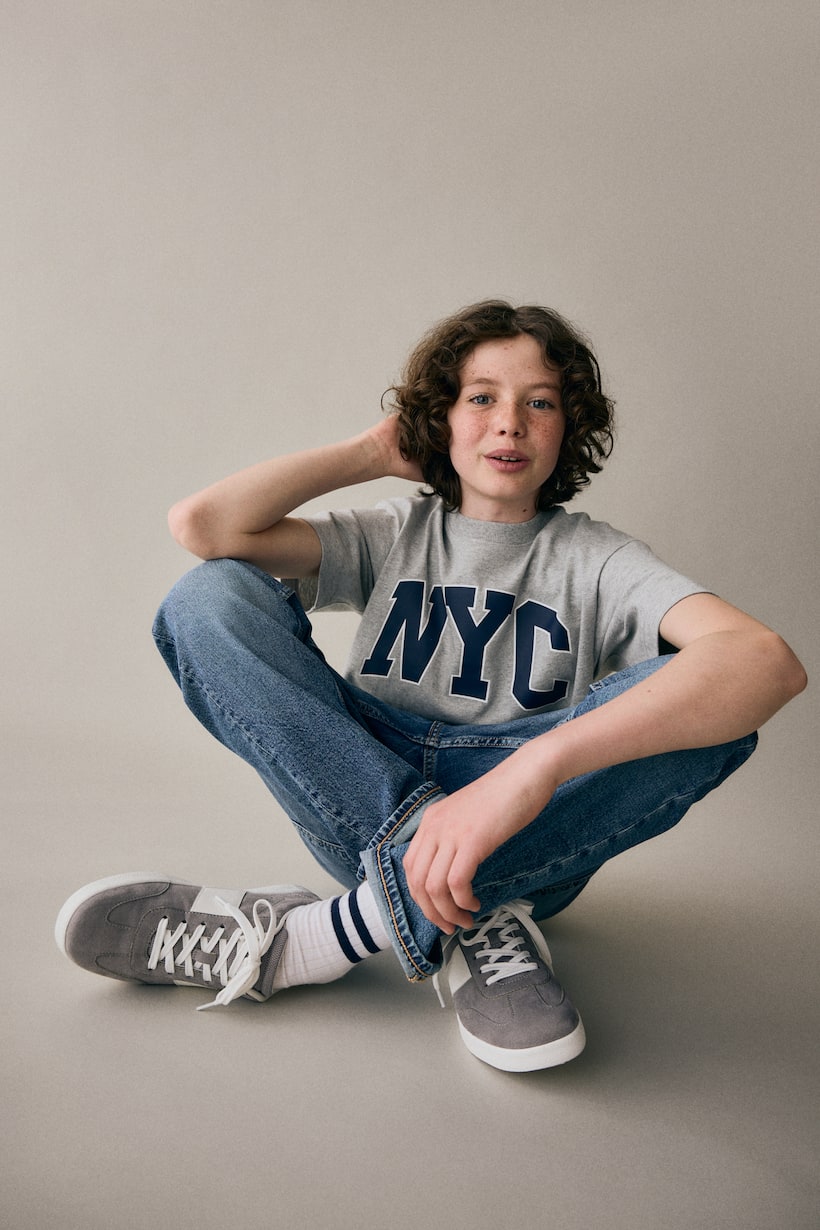 Denim blue Relaxed Tapered Fit Jeans for kids | H&M CA