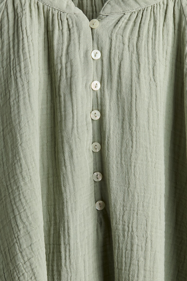 Women's Light khaki green Balloon-Sleeved Muslin Blouse | H&M CA