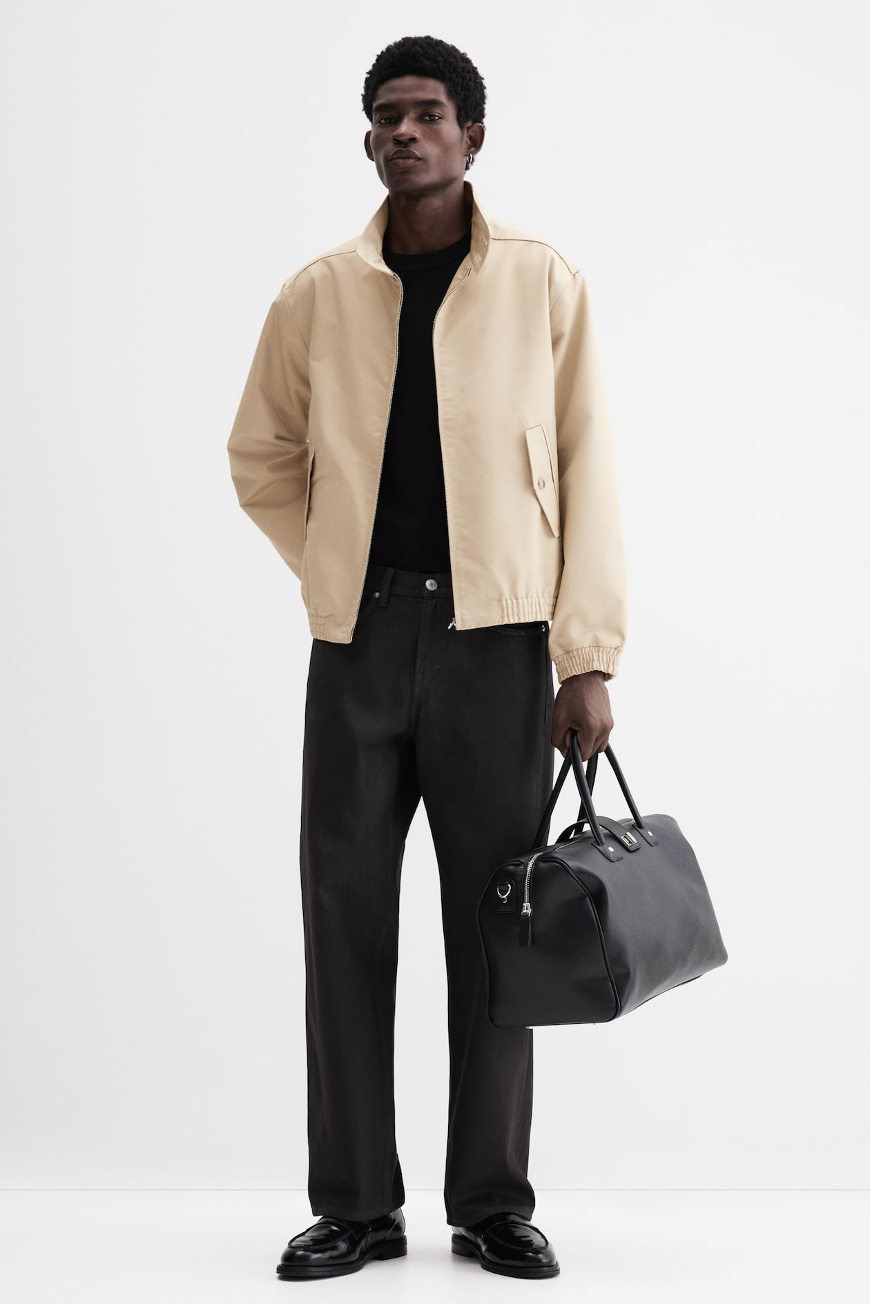 Men’s Beige Loose Fit Funnel-neck jacket | H&M IN