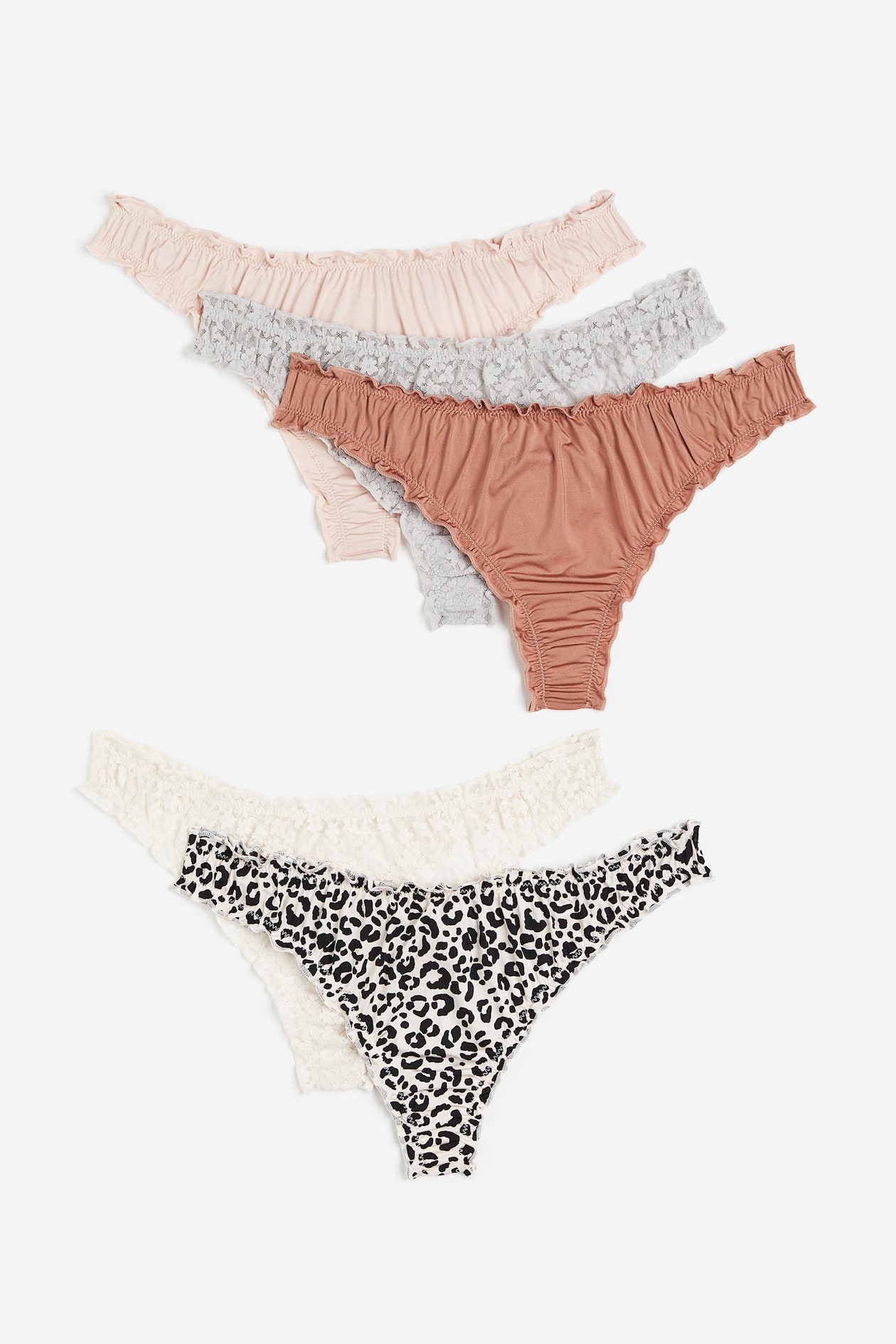 Figi thong 5-pak - Jasnobeżowy/Panterka - ONA | H&M PL