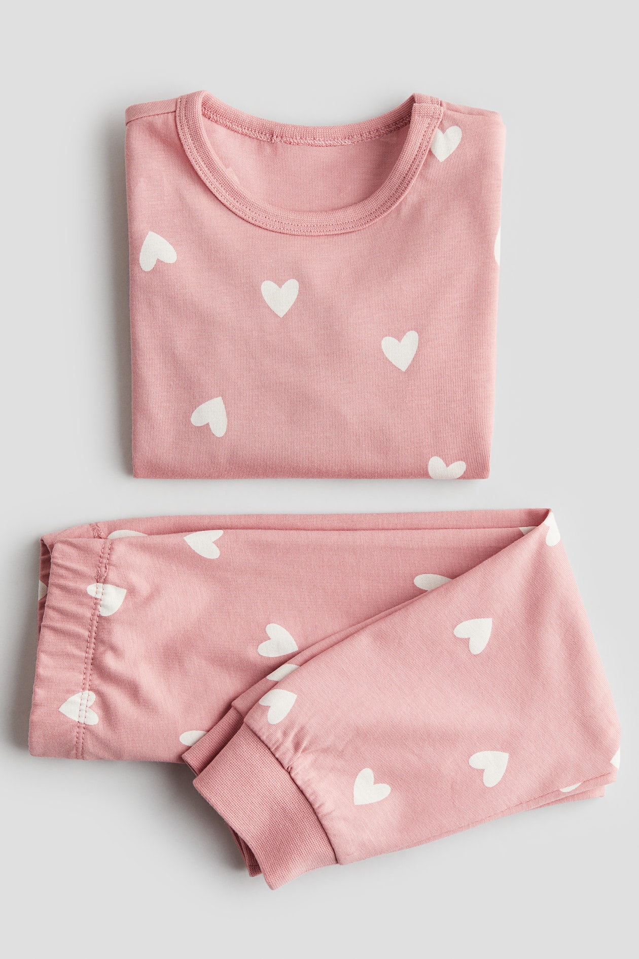 Light pink/Hearts Printed cotton pyjamas for kids | H&M IN