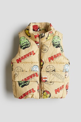 Beige/Marvel Comics Patterned Puffer Vest for kids | H&M US