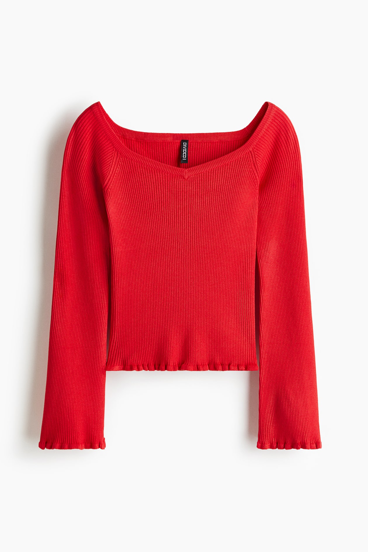 Rib-Knit Off-the-Shoulder Top - Bright red - Ladies | H&M US