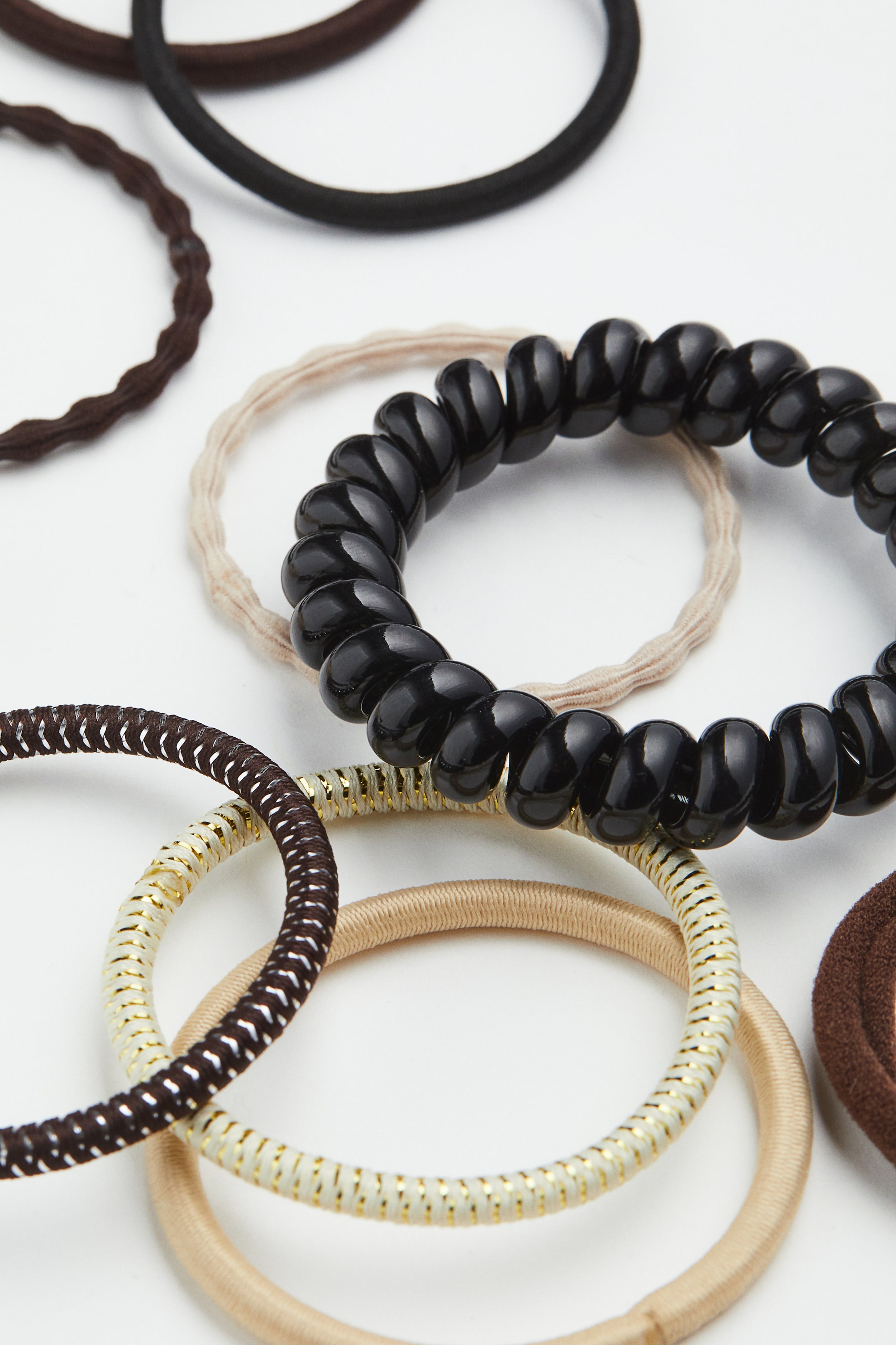 10-pack Hair Elastics - Black/dark brown/beige - Ladies | H&M CA