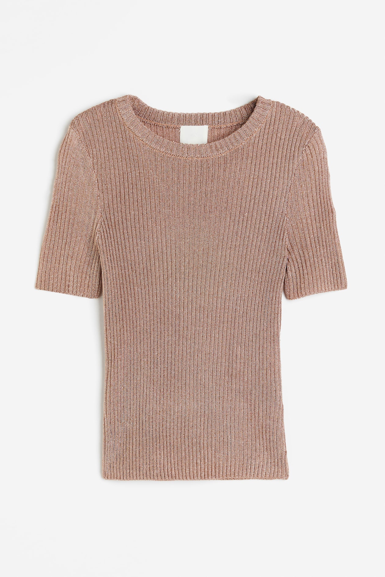 Metallic rib-knit top - Bronze-coloured - Ladies | H&M GB
