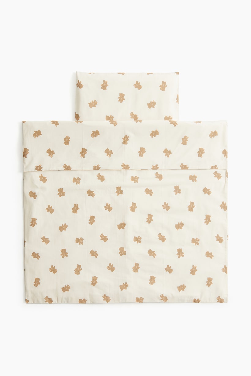 White/teddy bears Cotton Crib Duvet Cover Set at H&M Home | H&M US