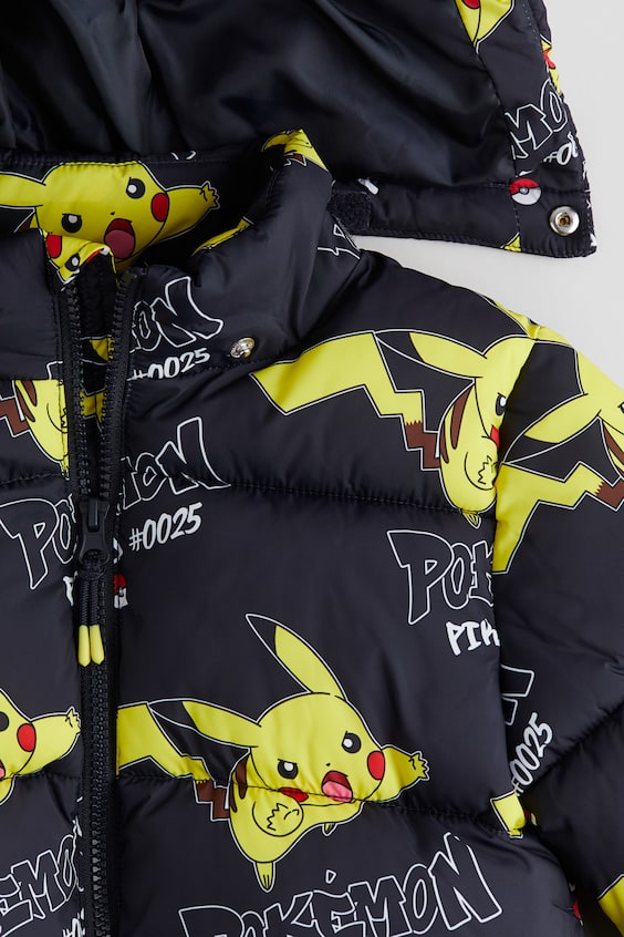 Water-Repellent Puffer Jacket - Black/Pokémon - Kids | H&M US