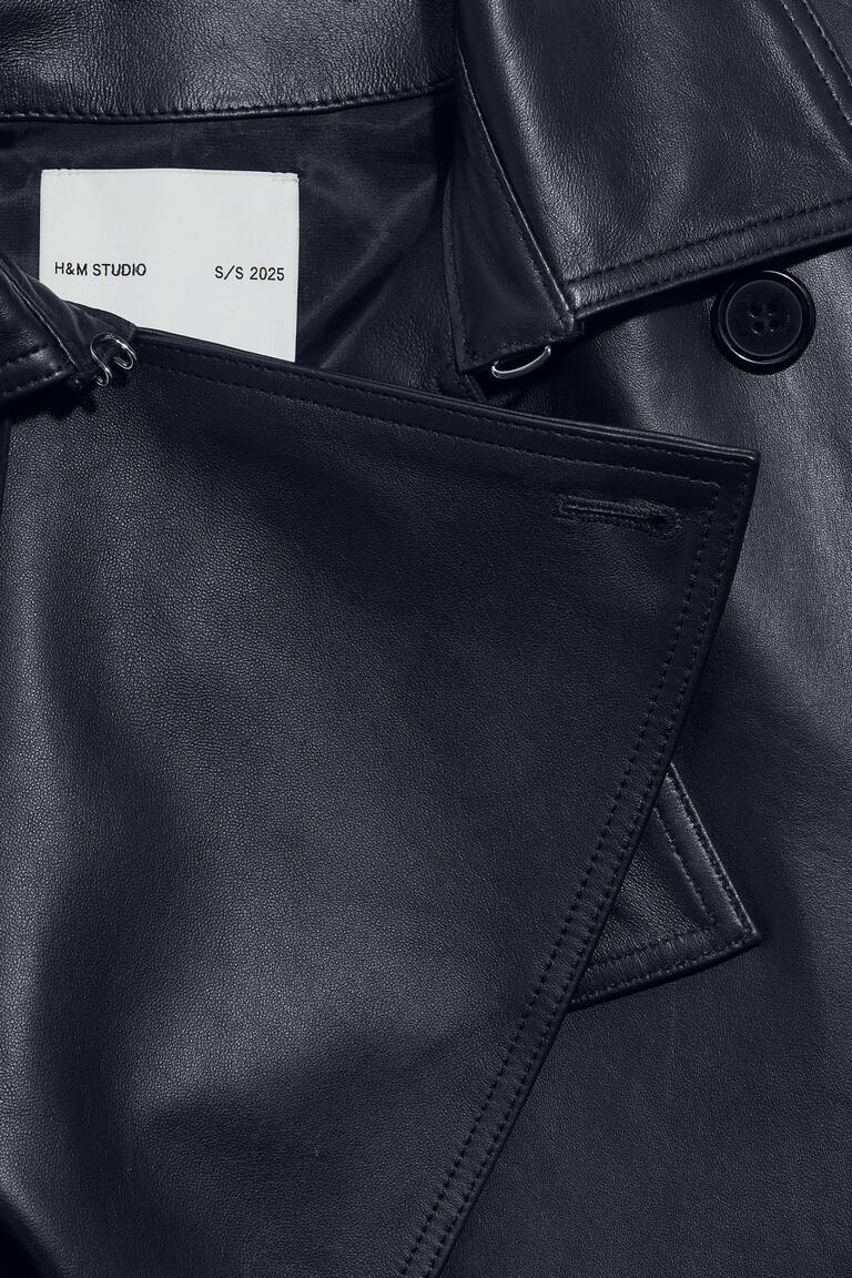 Oversized Leather Jacket - Midnight blue - Ladies | H&M US