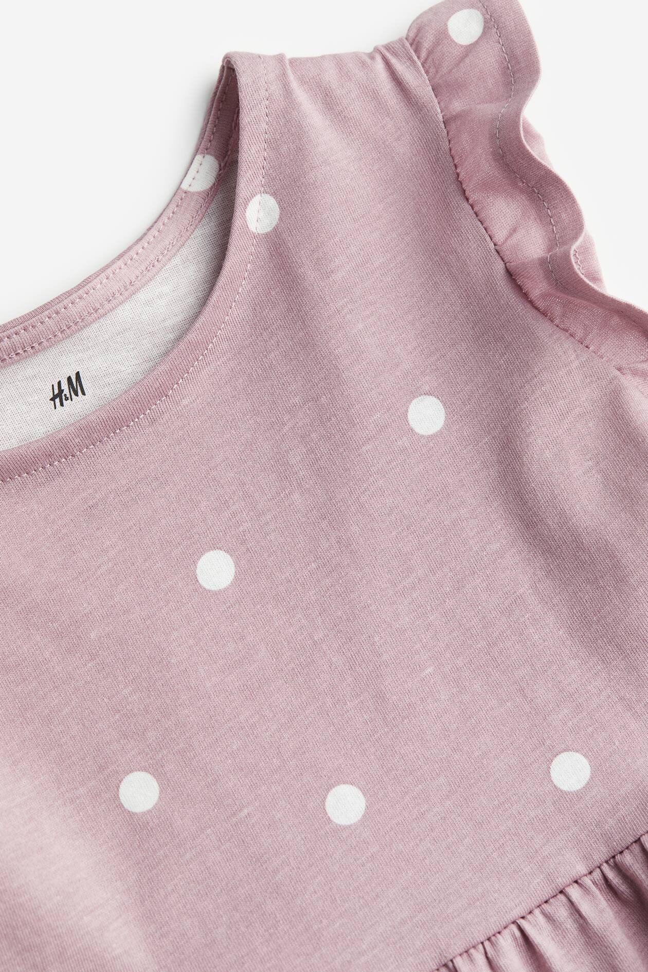 Dusty pink/dotted Cotton Jersey Dress for kids | H&M CA