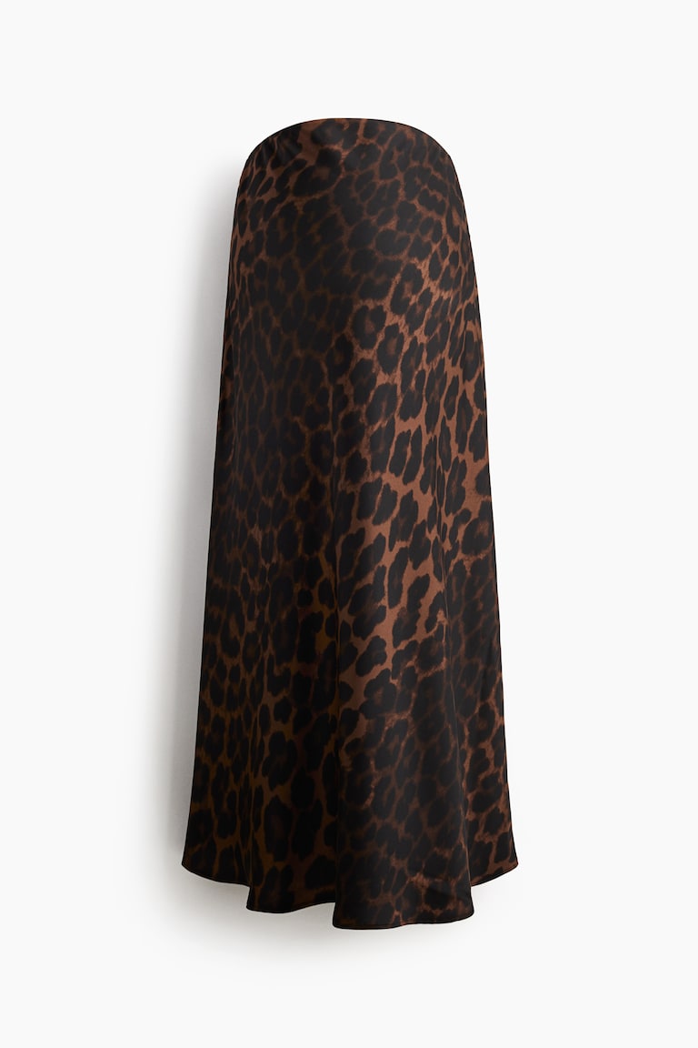 MAMA Falda slip de satín - Café oscuro/Diseño de leopardo - Ladies | H&M MX