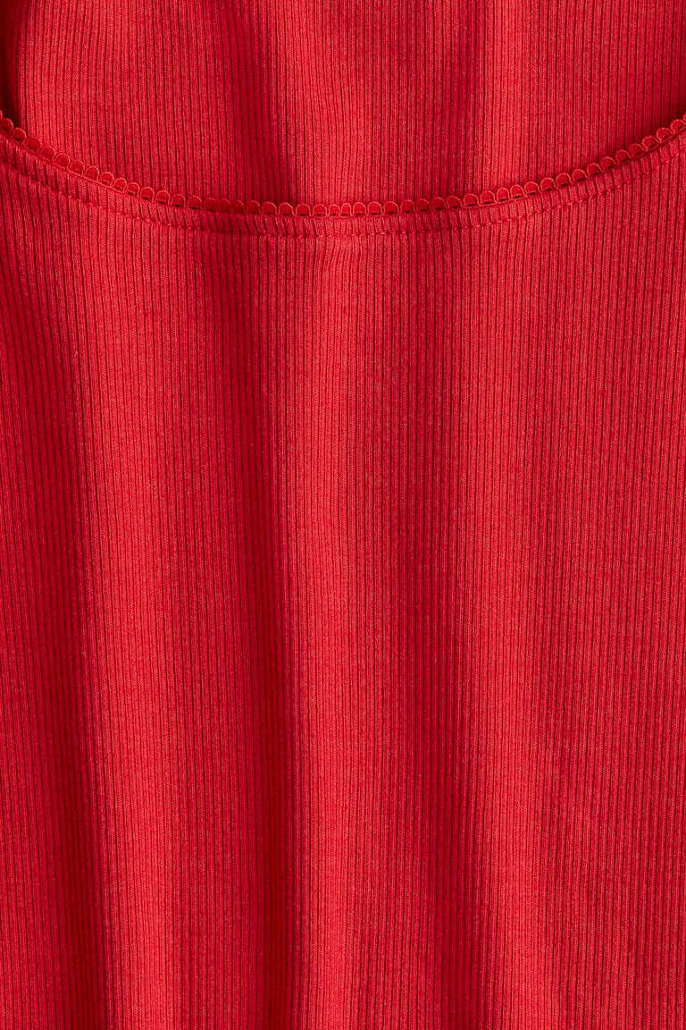 Red Picot-Trimmed Ribbed Top for kids | H&M CA