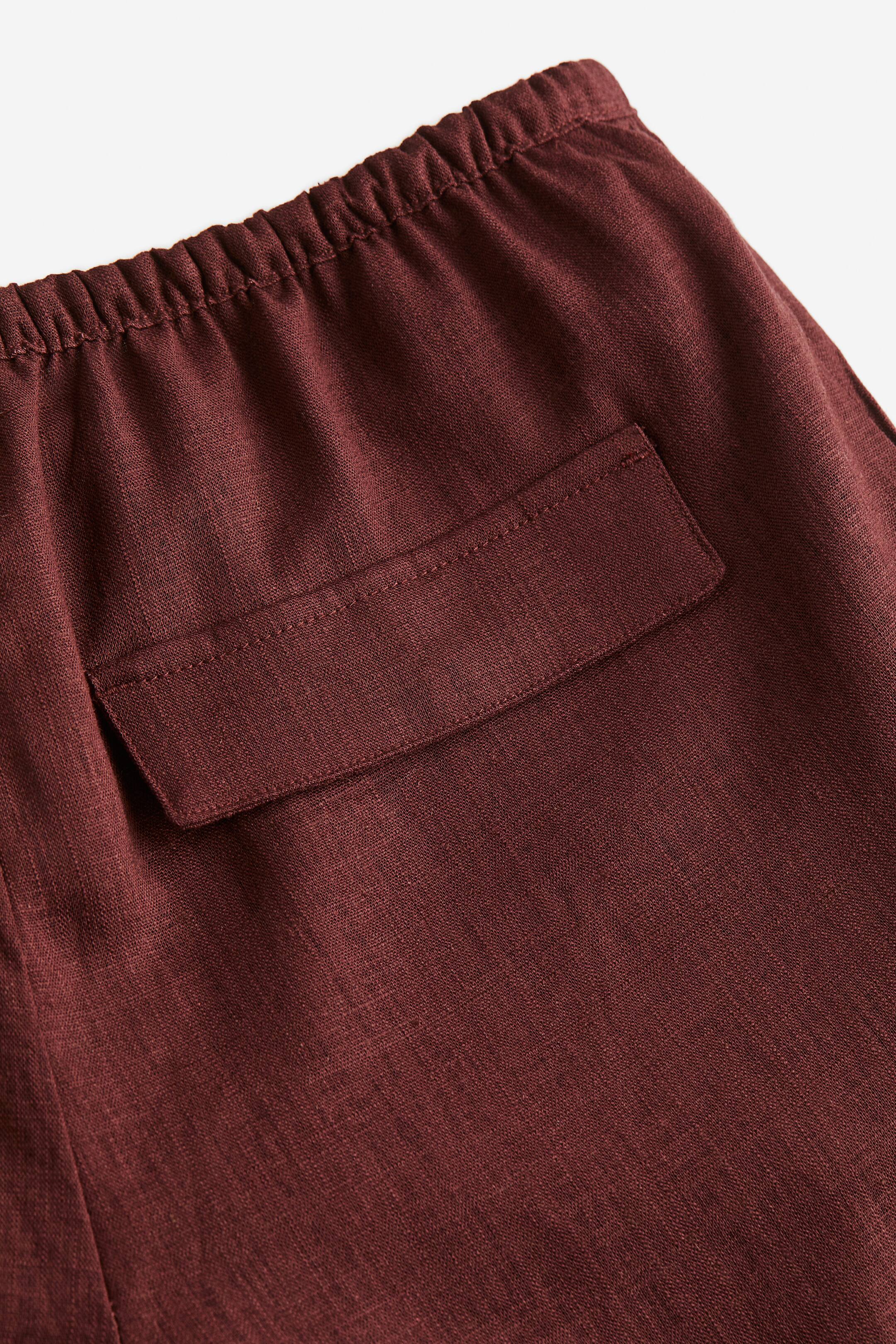 Vid bukse i linmiks - Mørk brun - DAME | H&M NO