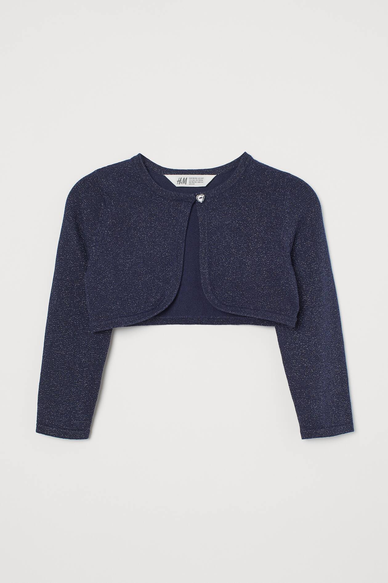 Glittery Bolero Sweater - Round Neck - Long sleeve - Navy blue - Kids ...