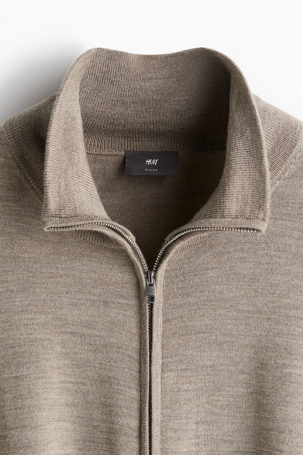 Cárdigan Slim Fit en lana merino con zíper - Greige - Men | H&M MX