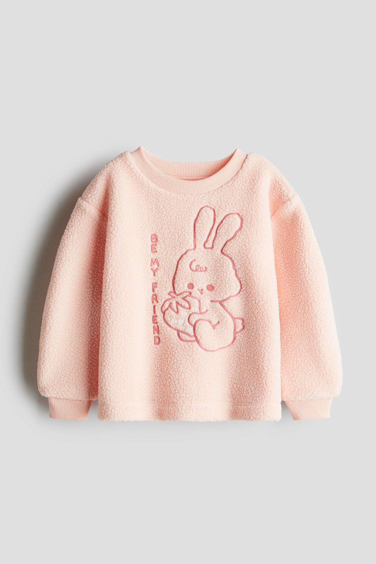 Peach/rabbit Embroidered Teddy Fleece Sweatshirt for kids | H&M CA