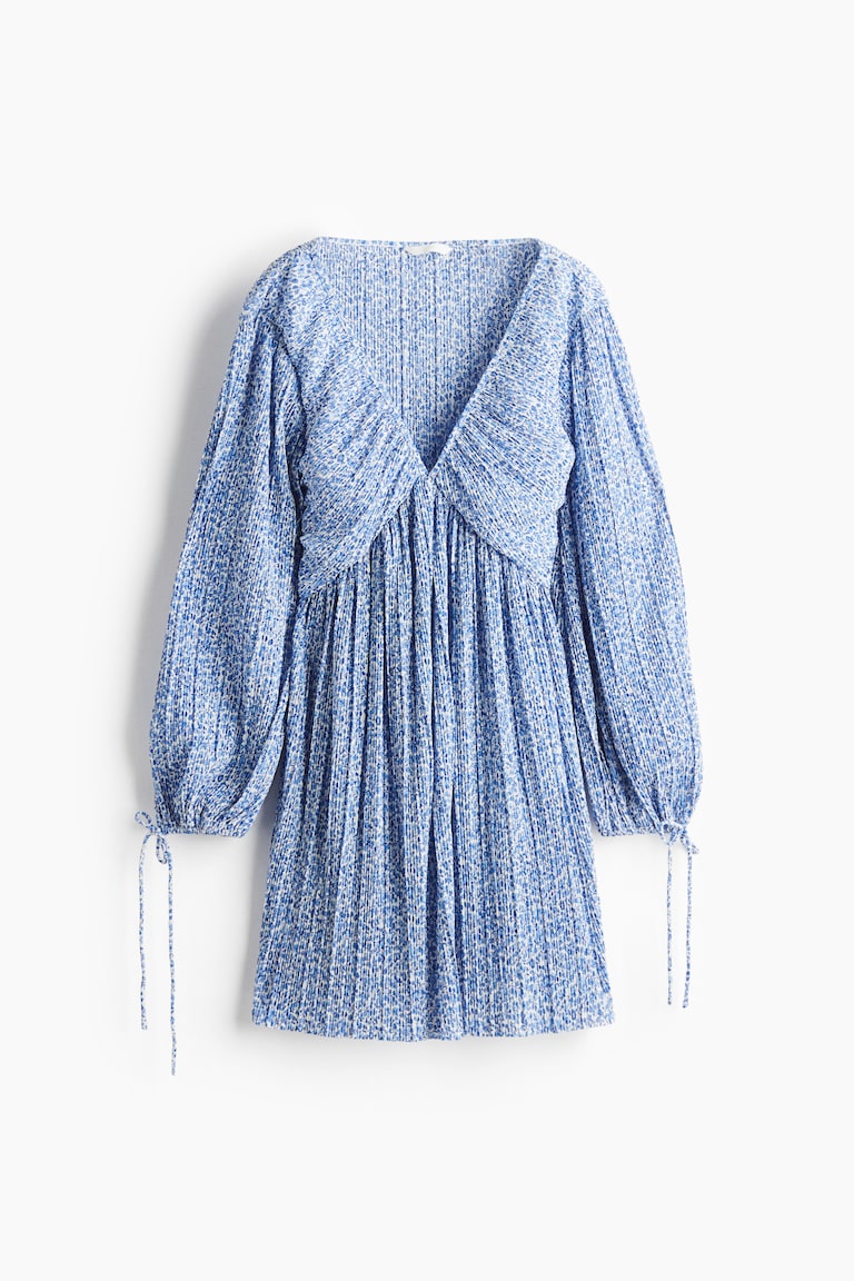 Women's Blue/floral Plissé Dress | H&M US