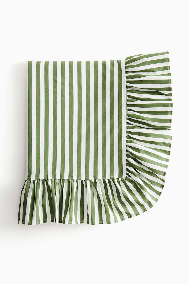 Ruffle-Trimmed Tablecloth - Green/striped - Home All | H&M US