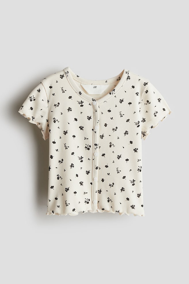 White/Floral Ribbed cotton t-shirt for kids | H&M GB