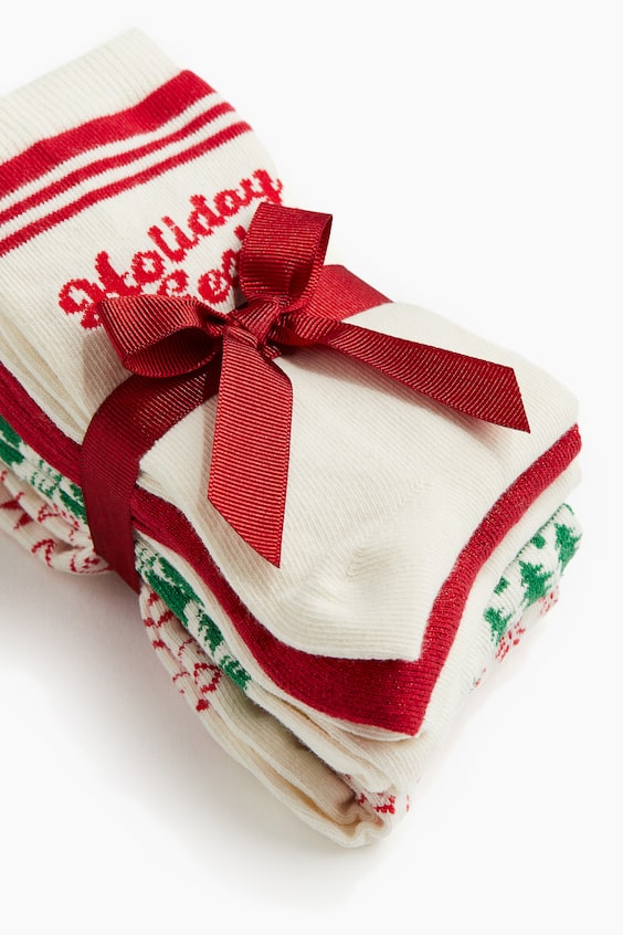 5-pack Socks - White/Holiday Season - Ladies | H&M US
