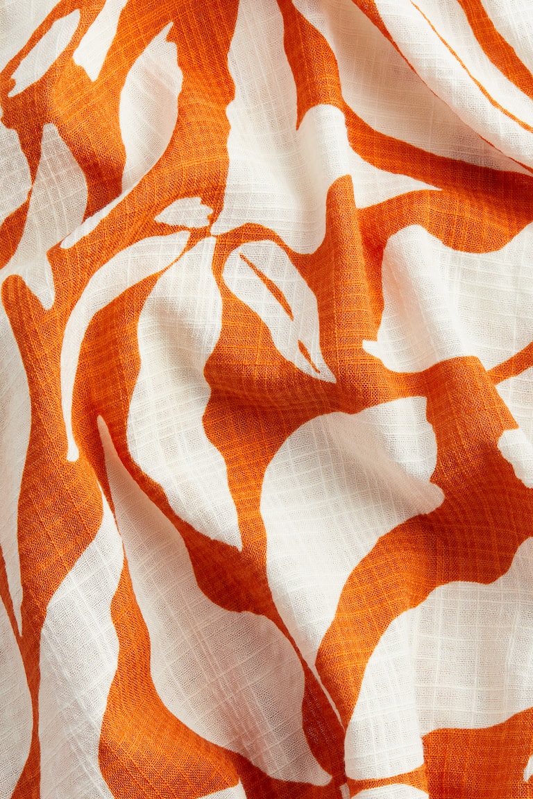 Long A-line Dress - V-neck - Sleeveless - Orange/patterned - Ladies | H ...