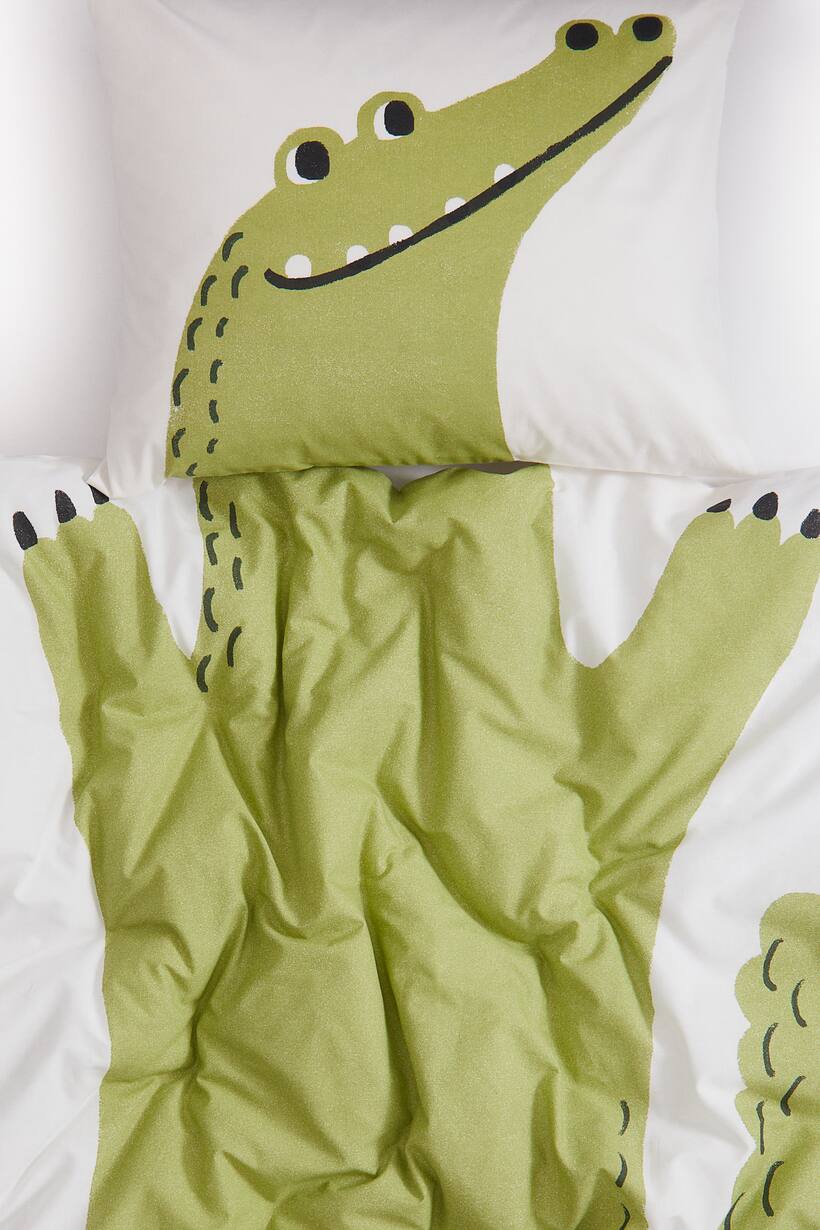 White/crocodile Printed Twin Duvet Cover Set at H&M Home | H&M US
