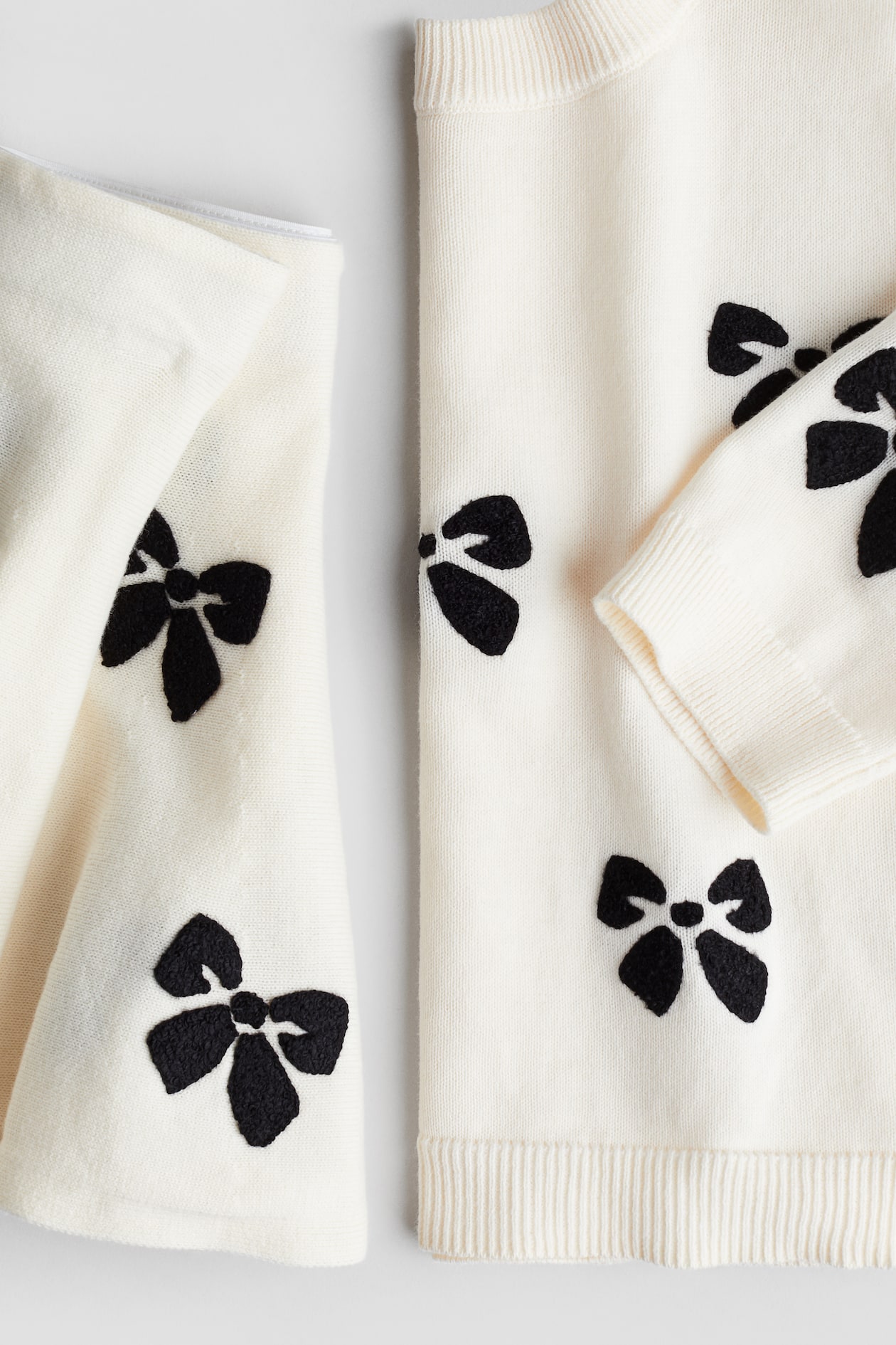 2-piece Fine-knit Cotton Set - Cream/bows - Kids | H&M US