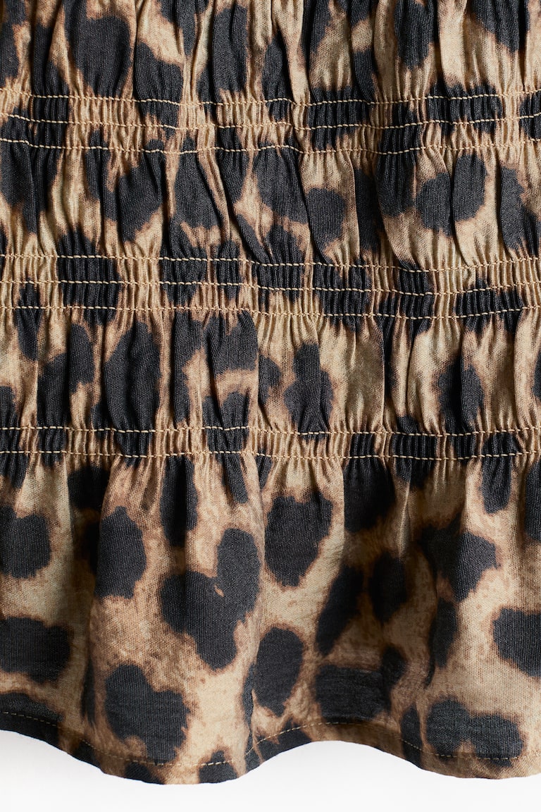 Women's Beige/leopard print Smocked Top | H&M US