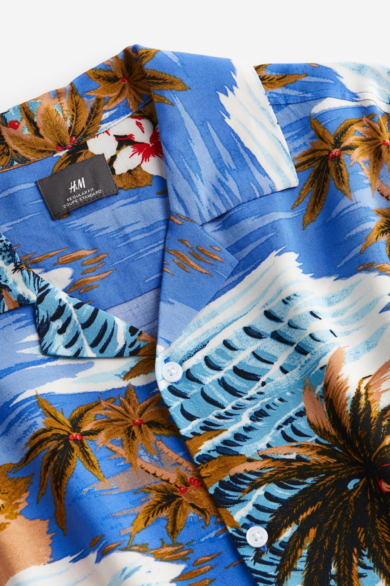 Patterned resort shirt - Blue/Palm trees - Men | H&M IN