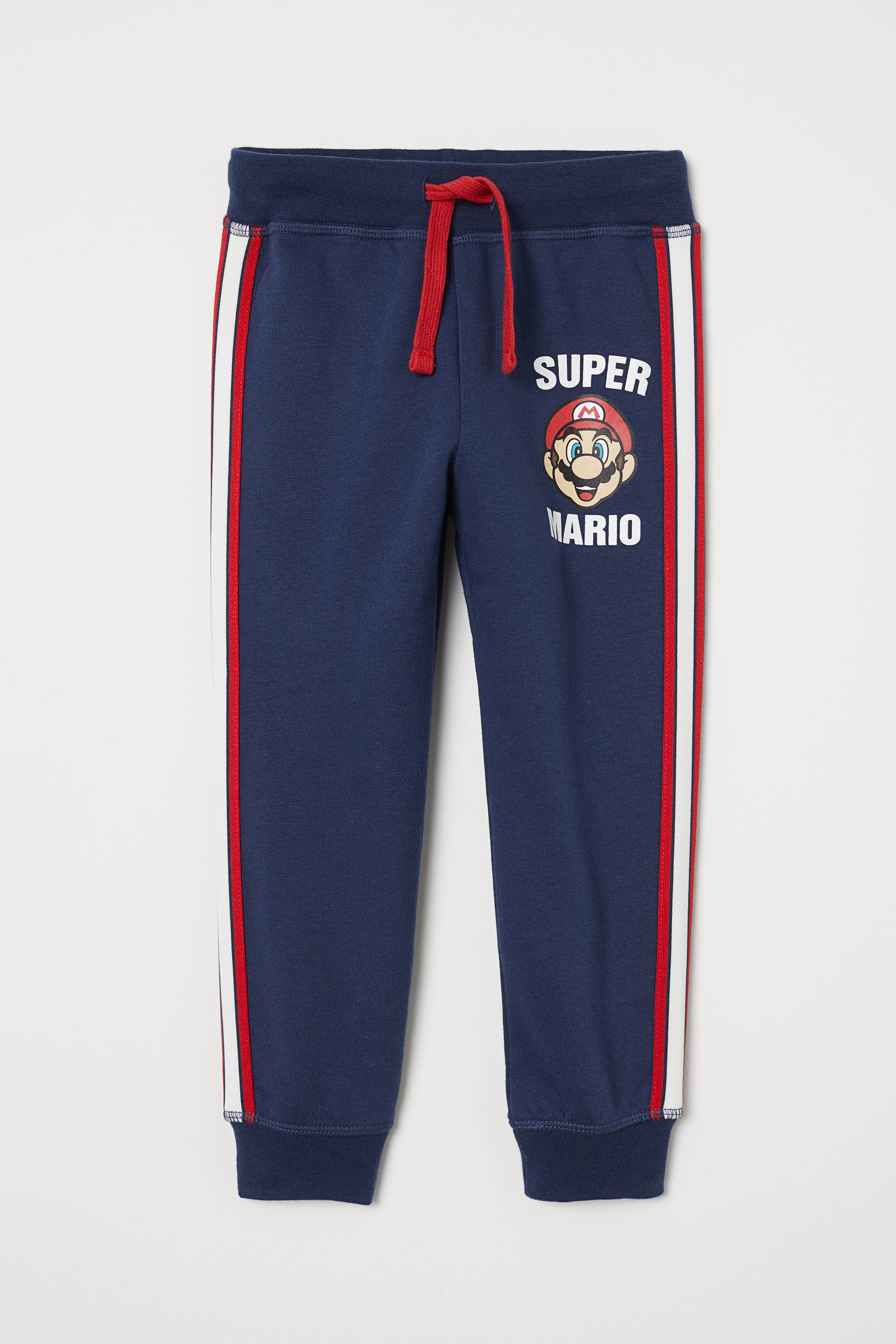 Printed sweatpants - Dark blue/Super Mario - Kids | H&M HK