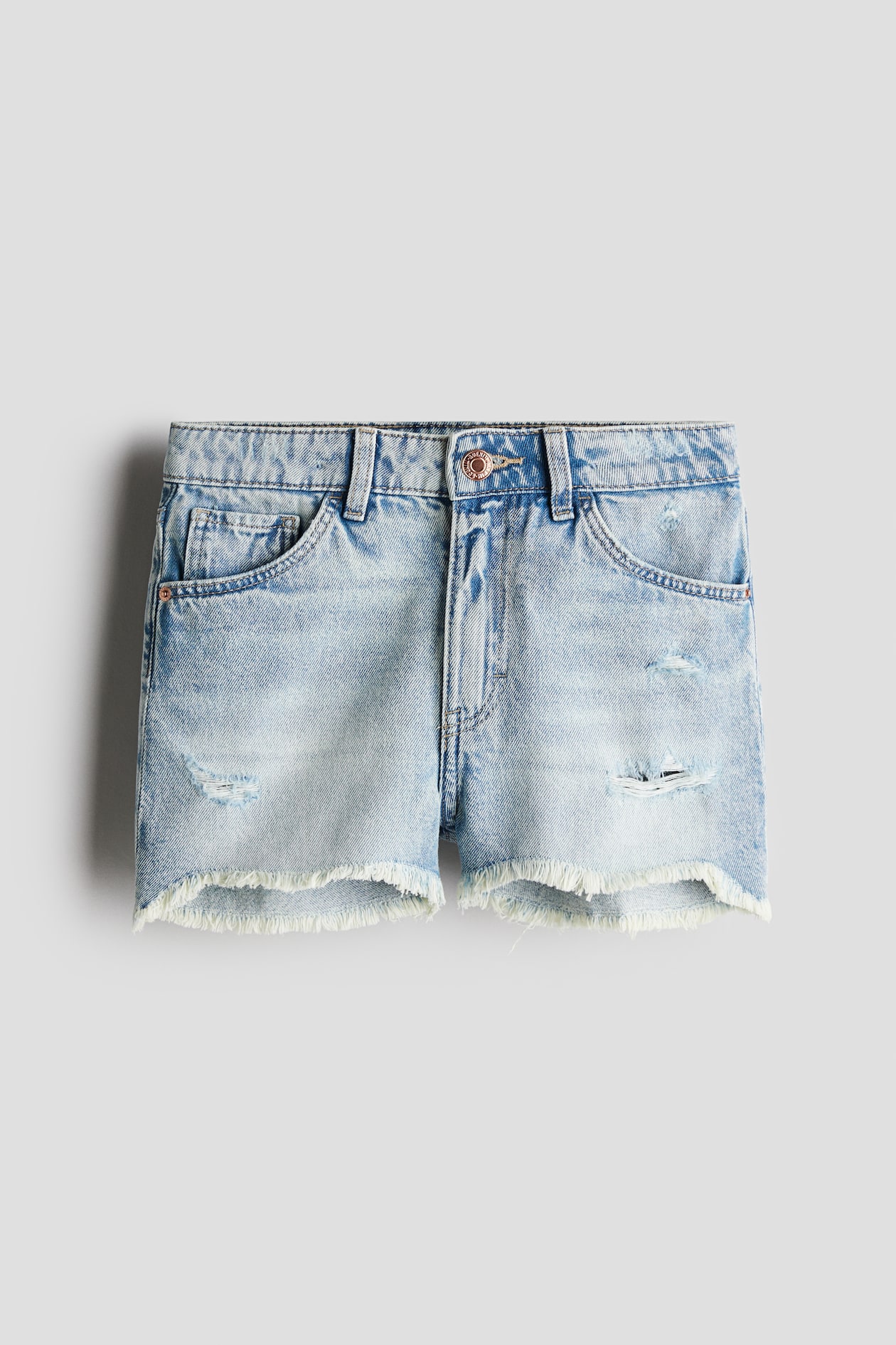 Frayed-Edge Denim Shorts - Light denim blue - Kids | H&M US