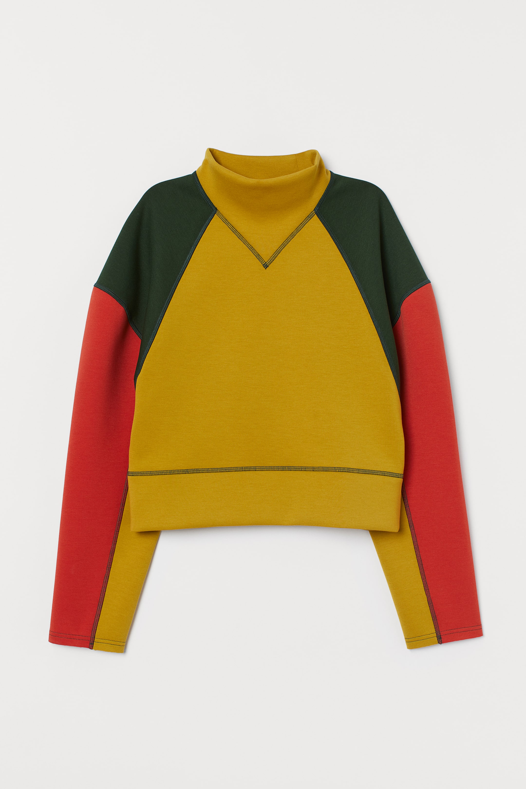 Color-block Scuba-look Top - Mustard yellow/color-block - Ladies | H&M US