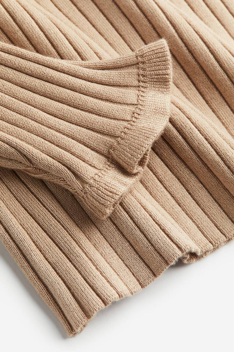 Rib-knit Sweater - Long sleeve - Regular length - Beige - Kids | H&M US