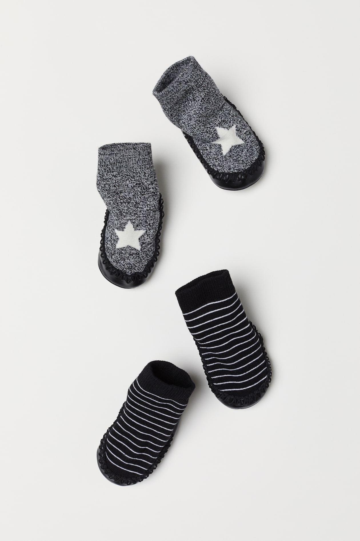 2-pack mockasiner - Utan klack - Svart/Gråmelerad - BARN | H&M SE