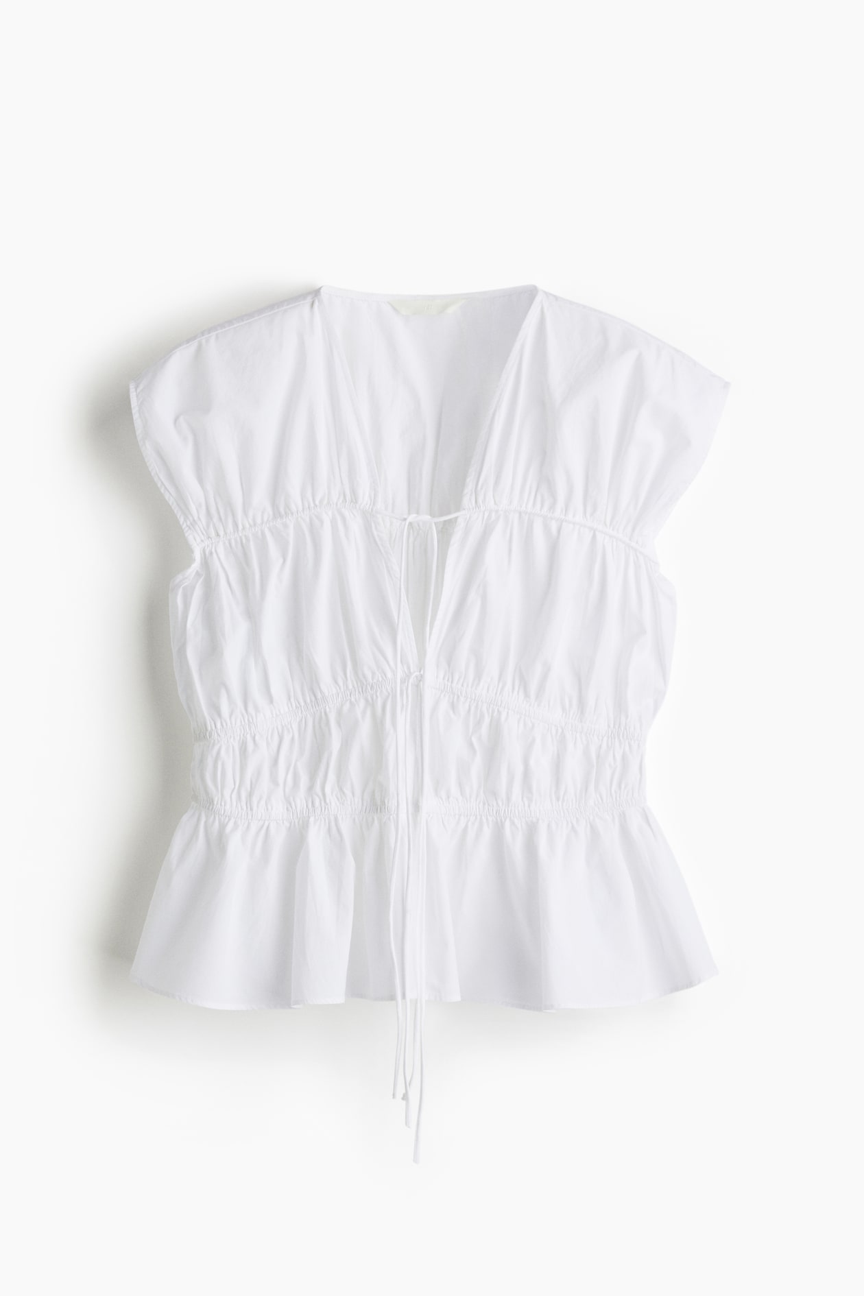 Drawstring Poplin Blouse - White - Ladies | H&M US