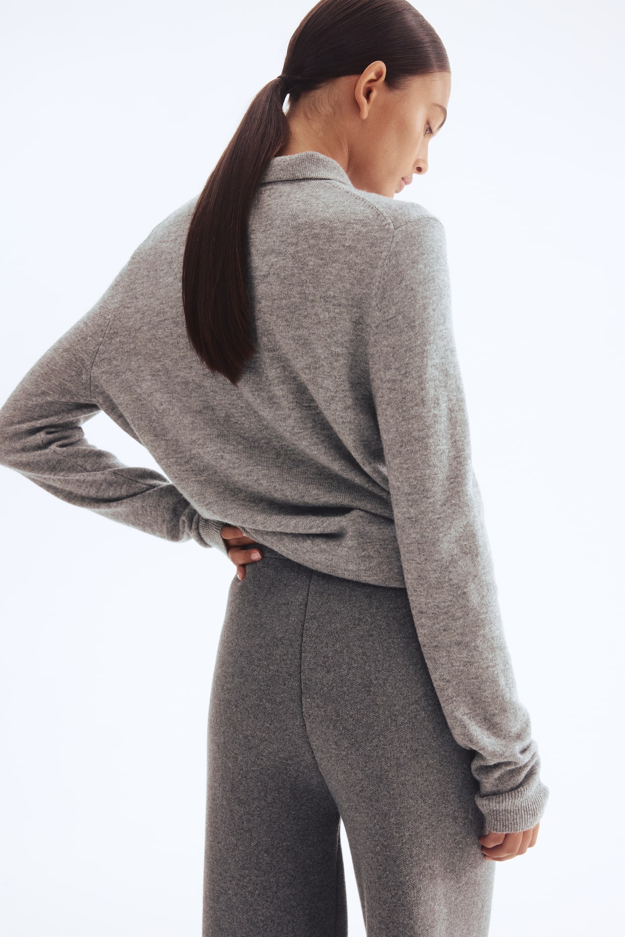 Women's Gray melange Knit Crease-Front Pants | H&M CA