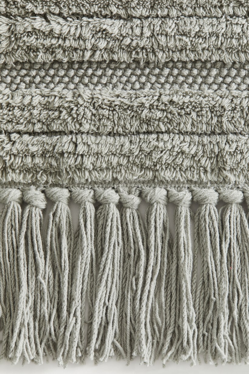 Fringed Cotton Bath Mat - Light khaki green - Home All | H&M US