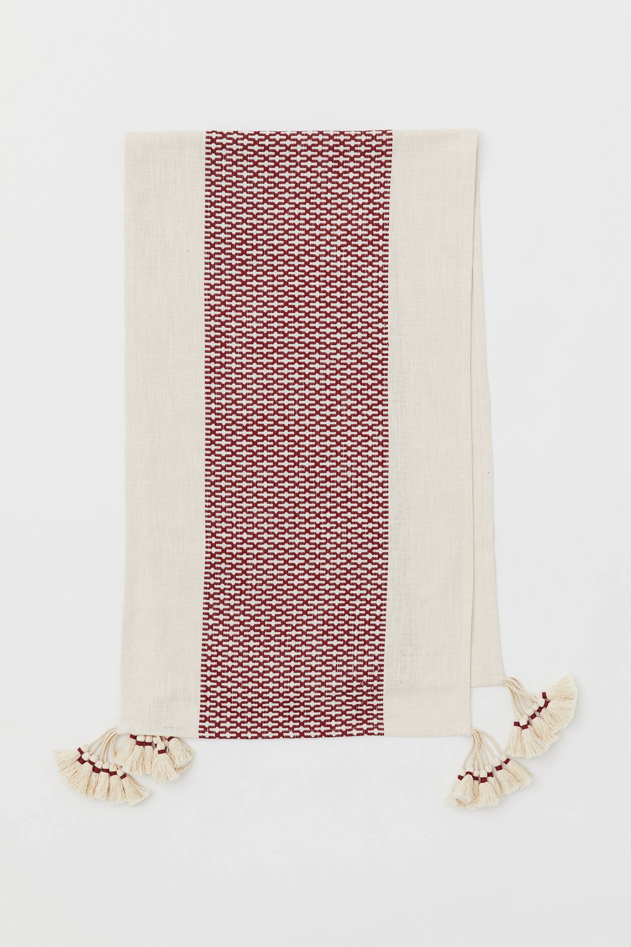 Cotton table runner - Dark red/Patterned - Home All | H&M GB