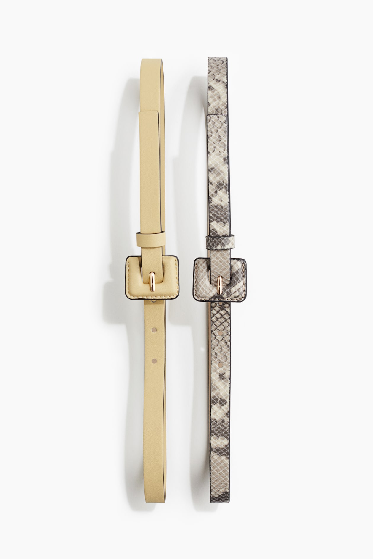 2-pack waist belts - Yellow/Snakeskin-patterned - Ladies | H&M HK