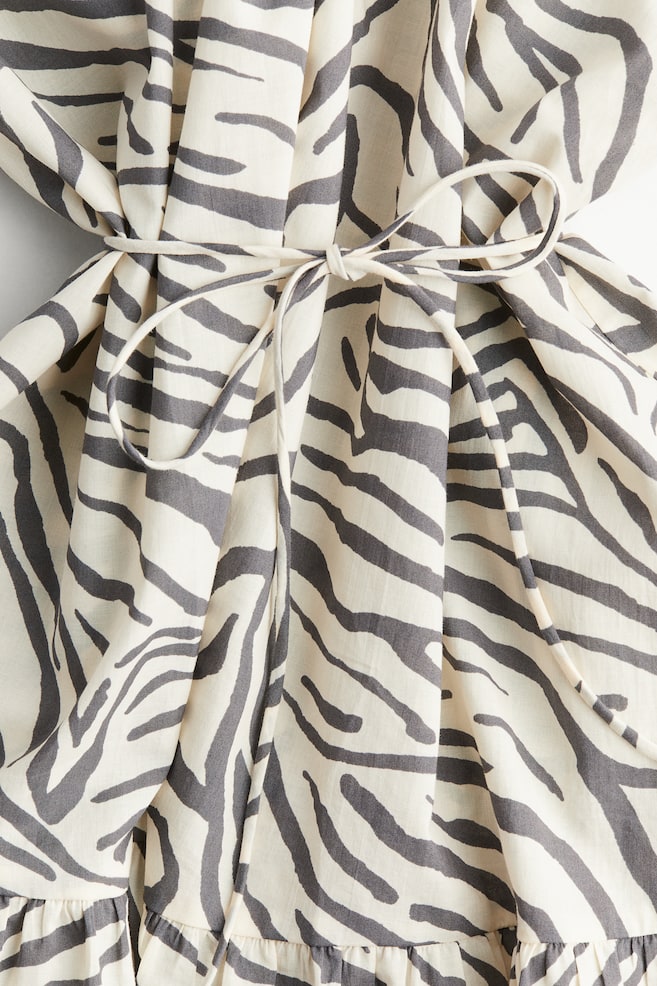 Voluminous Tie-Belt Dress - Light beige/zebra print - Ladies | H&M US