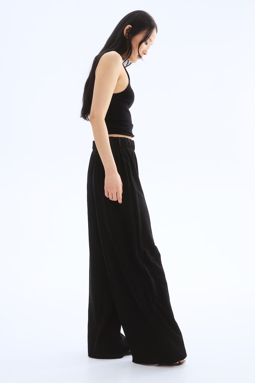 Wide-Leg Pants - Black - Ladies | H&M US