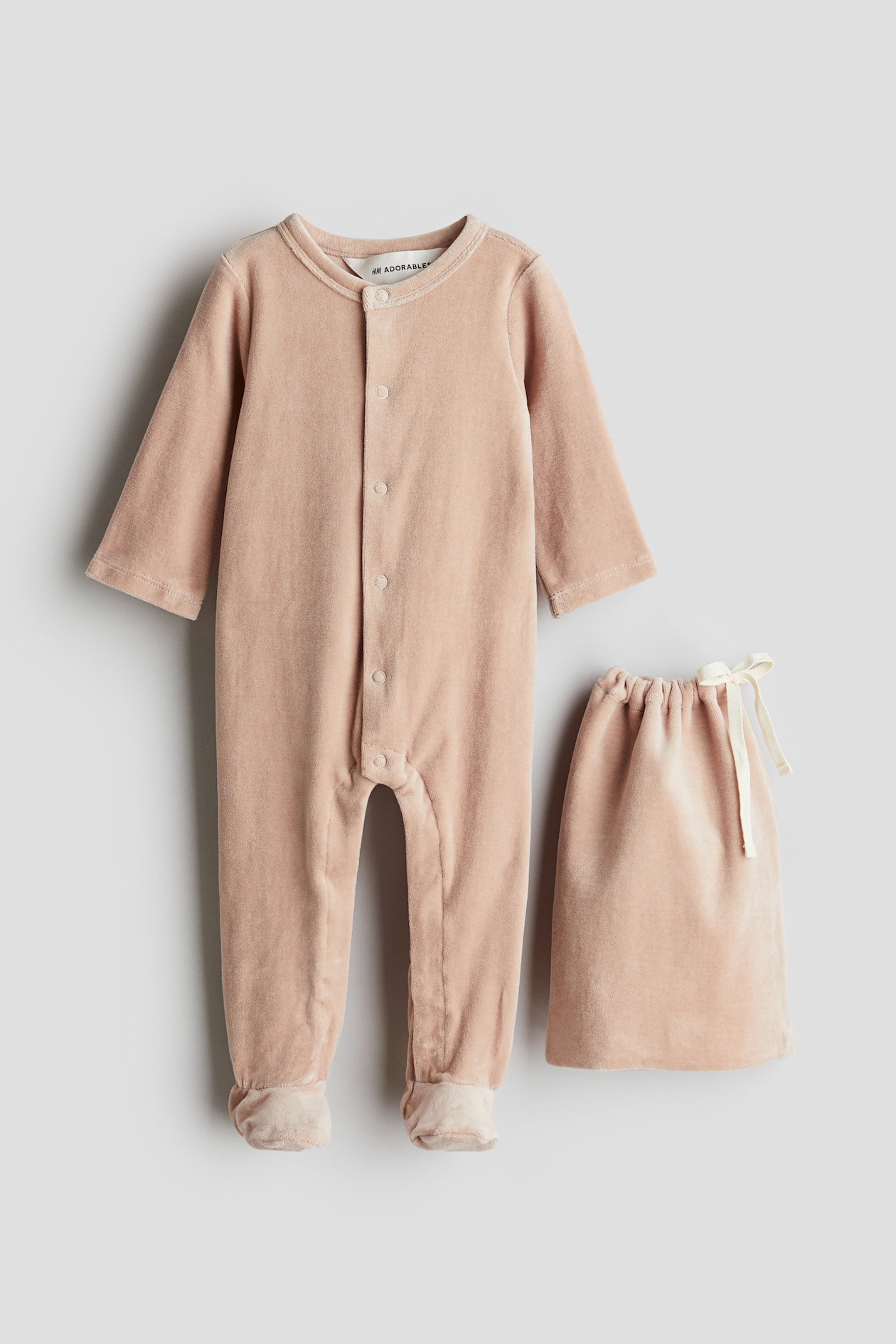 Dusty pink Velour sleepsuit gift set for kids | H&M GB