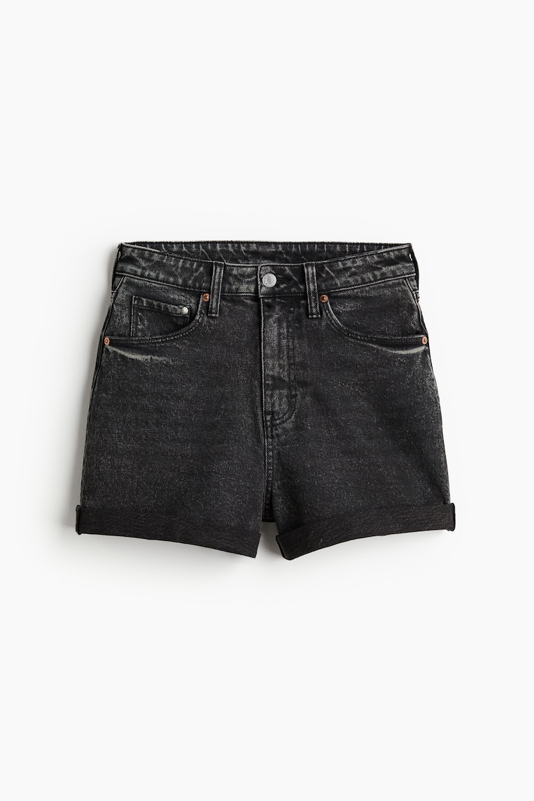 Women's Black Mom Ultra High Denim shorts | H&M IN