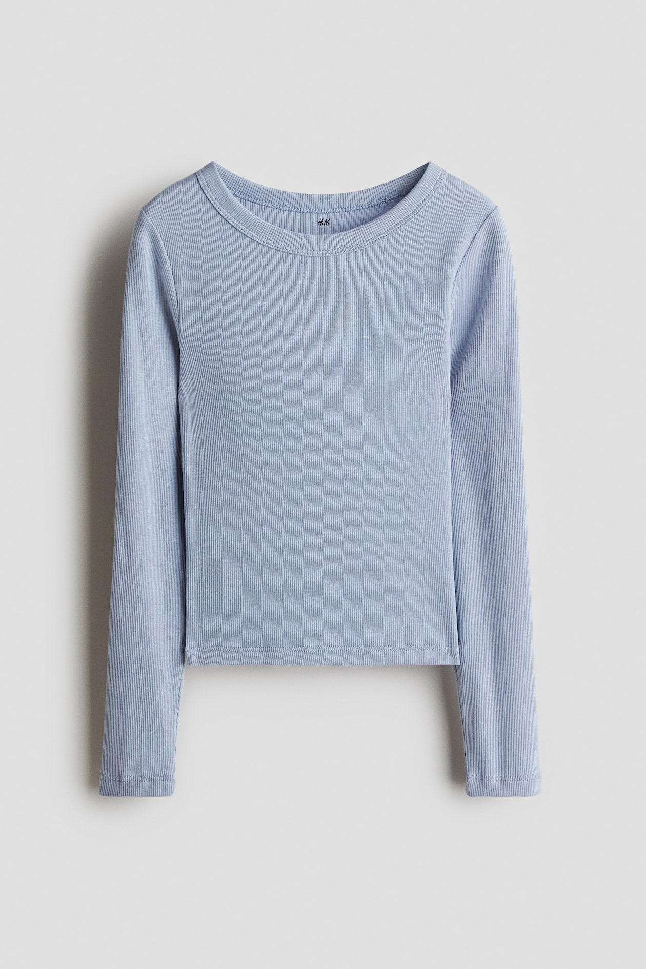 Light blue Ribbed Cotton Jersey Top for kids - Regular - Long sleeve ...