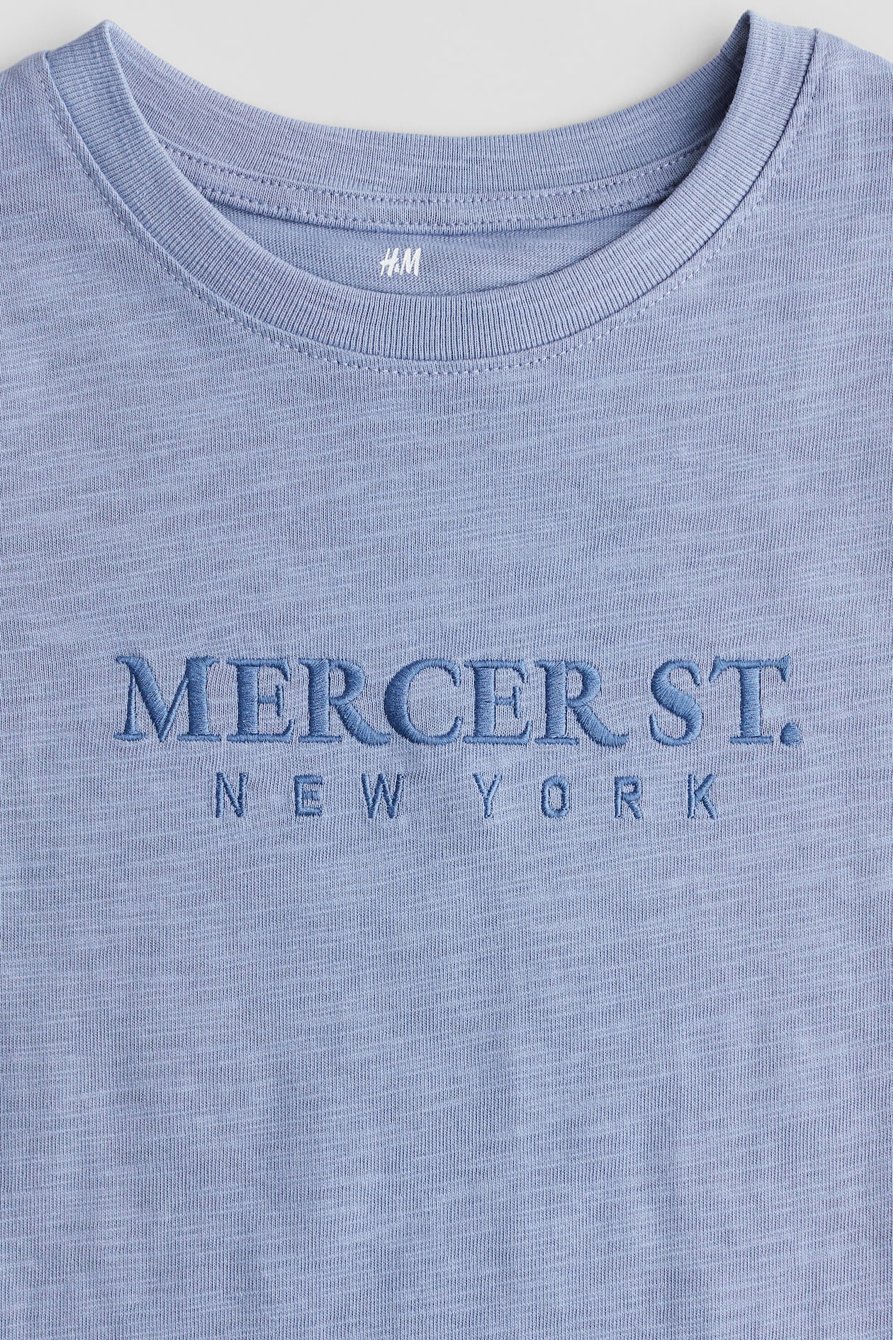 Blue marl/Mercer St. Motif-detail cotton T-shirt for kids | H&M GB