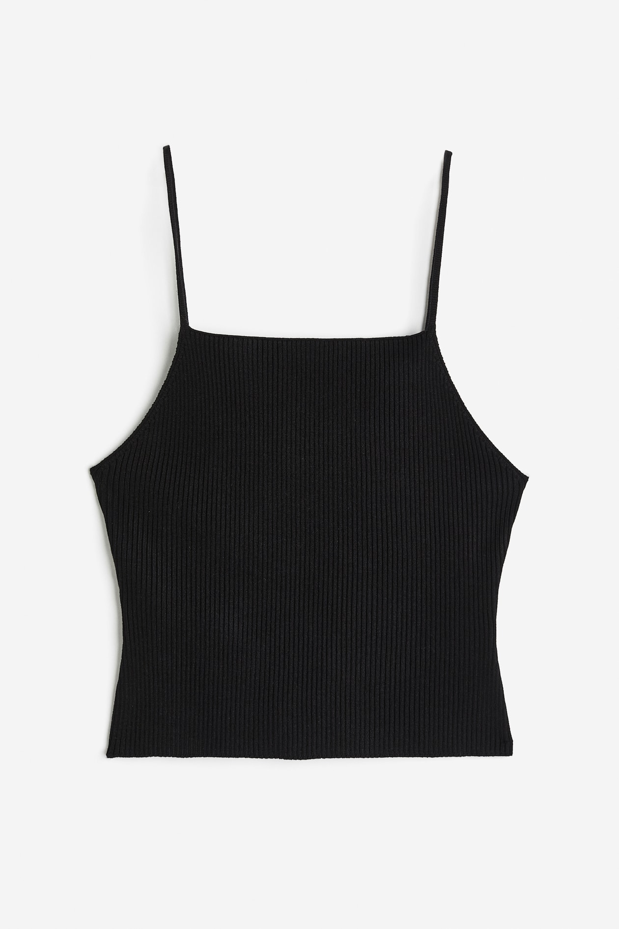 Rib-knit strappy top - Black - Ladies | H&M GB
