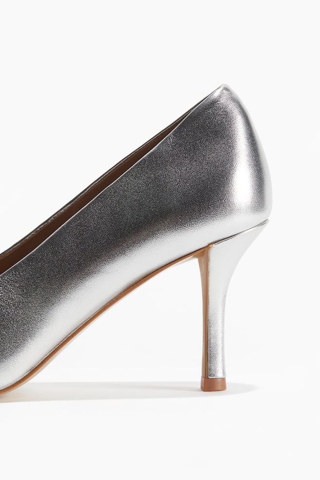 Women's Silver-coloured Leather court shoes | H&M GB