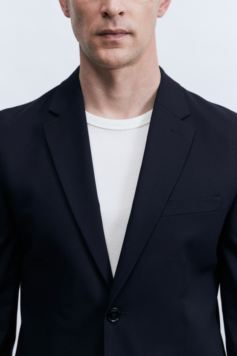 Slim Fit Single-Breasted Jacket - Navy blue - Men | H&M US