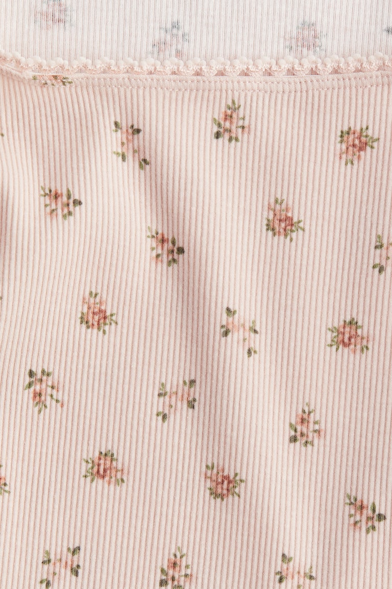 Picot-trimmed cotton top - Light pink/Floral - Ladies | H&M GB