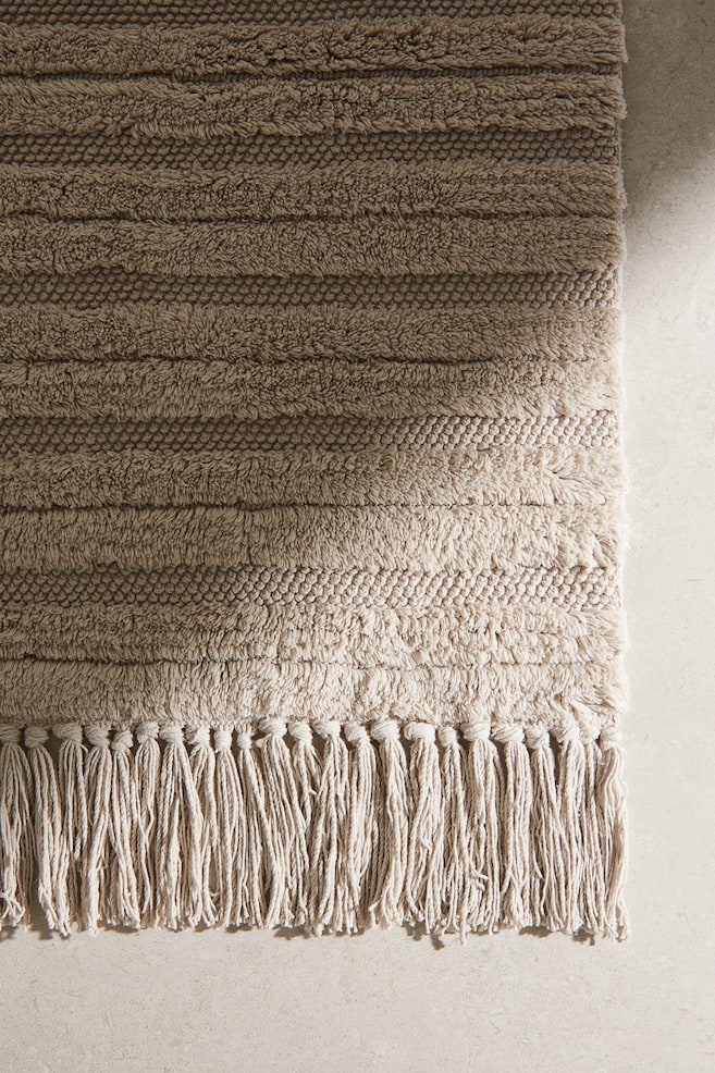 Fringed Cotton Bath Mat - Light beige - Home All | H&M US