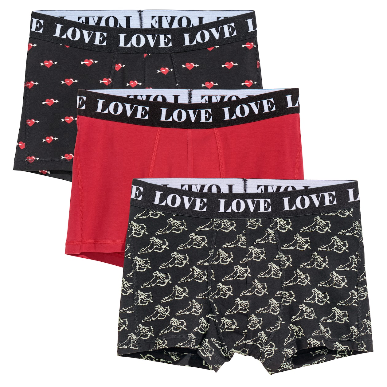 3-pack Short Boxer Shorts - Black/hearts - Men | H&M US
